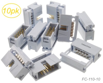 10-Pack 10-Pin Male IDC Flat Ribbon Cable Box Header 2.54mm Pitch ...