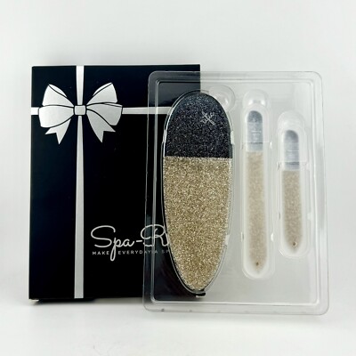 Spa-Rific Laser Etched Glass 3 Piece File MANI-PEDI SET - Gold Shimmer ...