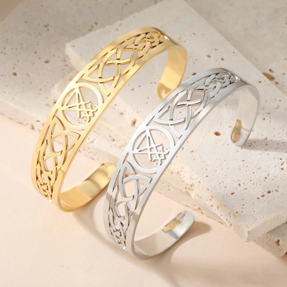 Leviathan Cross Satan Cuff Bracelet Sigil of Lucifer Demon Devil Bangle ...