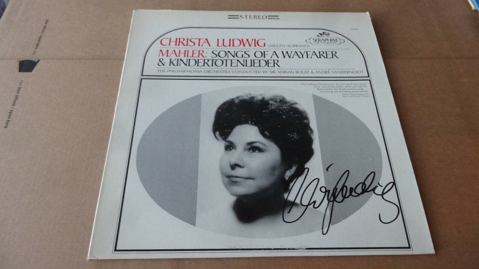 CHRISTA LUDWIG MAHLER ORIGINAL AUTOGRAPH SIGNATURE SIGNED LP SERAPHIM ...