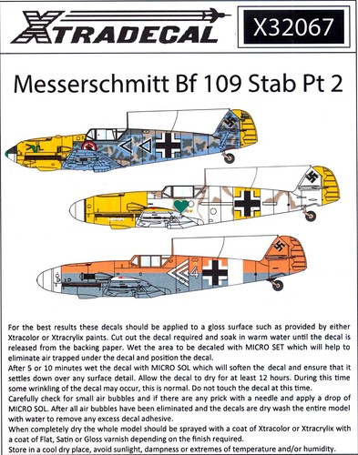 Xtra Decals 1/32 MESSERSCHMITT Bf-109 Stab Part 2 | eBay