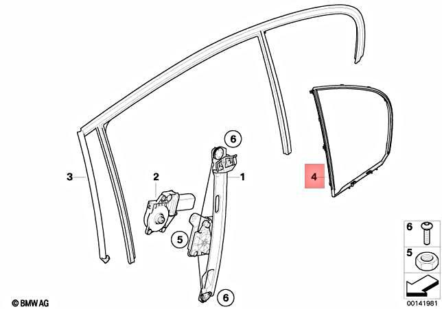 BMW OEM 07-11 328i Glass-Rear Door-Seal Left 51347060219 | eBay