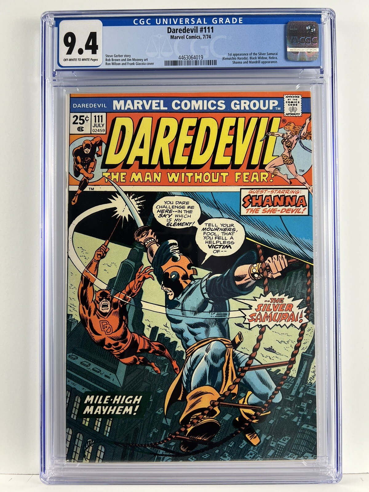 Daredevil #111 (Marvel Comics July 1974) CGC 9.4 1st Silver Samurai! | eBay