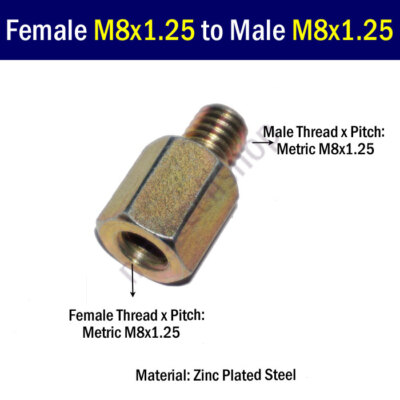 Thread Adaptor Female M8 M8x1.25 to Male M8x1.25 Pipe Adapter Connector ...