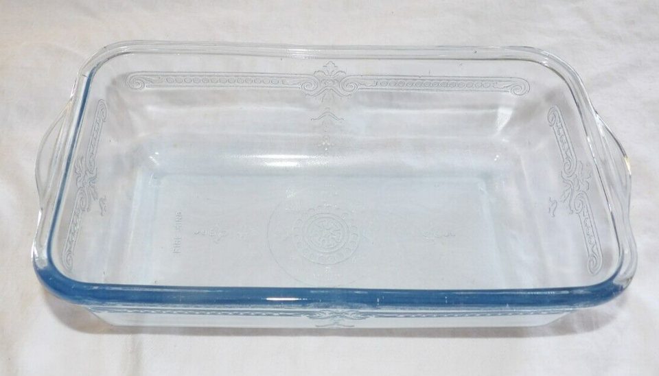 Fire King PHILBE Sapphire Blue Rectangular LOAF Pan BAKE Dish Measures ...