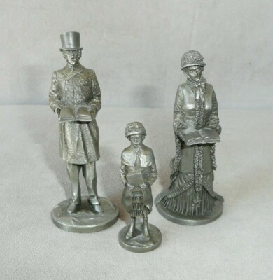 1977 Franklin Mint Pewter Figurines THE CAROL SINGERS - Man Woman Girl ...