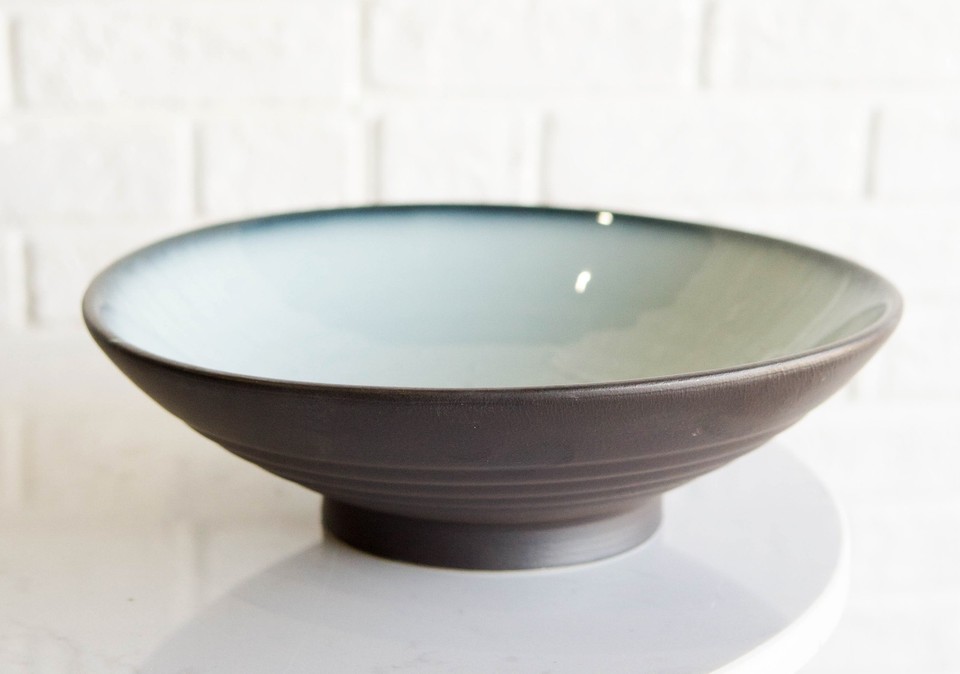 Pack Of 4 Ceramic Zen Blue Dinner Entree Soup Deep Plates Or Shallow ...