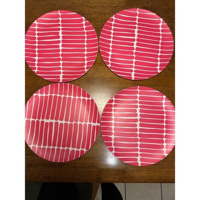 4 Marimekko Hot Pink/White Melamine Dinner Plates, Target Collaboration ...