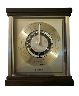 Bulova Wyndmere World Times Table Top Mantle Clock B2258 Airplane ...