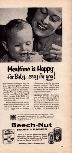 Beech Nut Baby Food Mom Feeding Baby Happy Canajoharie NY Vintage Print ...