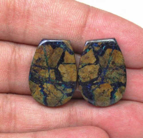 Natural Azurite Malachite Pair Cabochon Fancy 34.40 Cts Loose Gemstone ...
