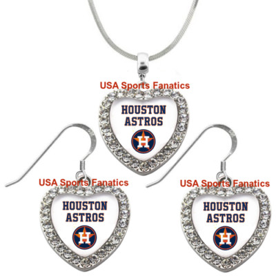 Houston Astros 925 Necklace or Earrings or Set Team Heart With ...