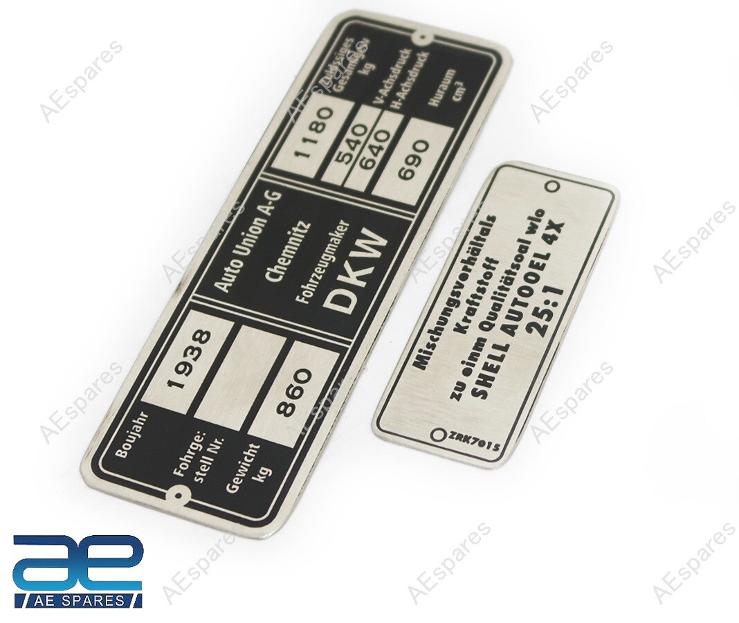 Data Plate Set Fits For Vintage DKW Car | eBay Australia