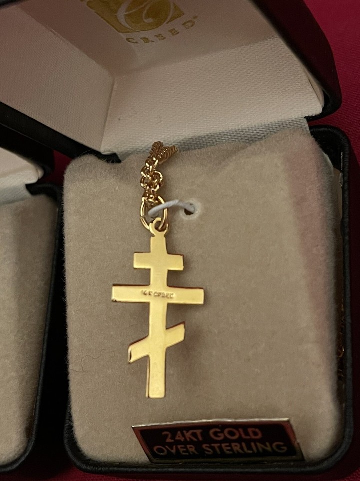 Creed Orthodox Cross Necklace In 24KT Over Sterling Or Sterling Silver ...