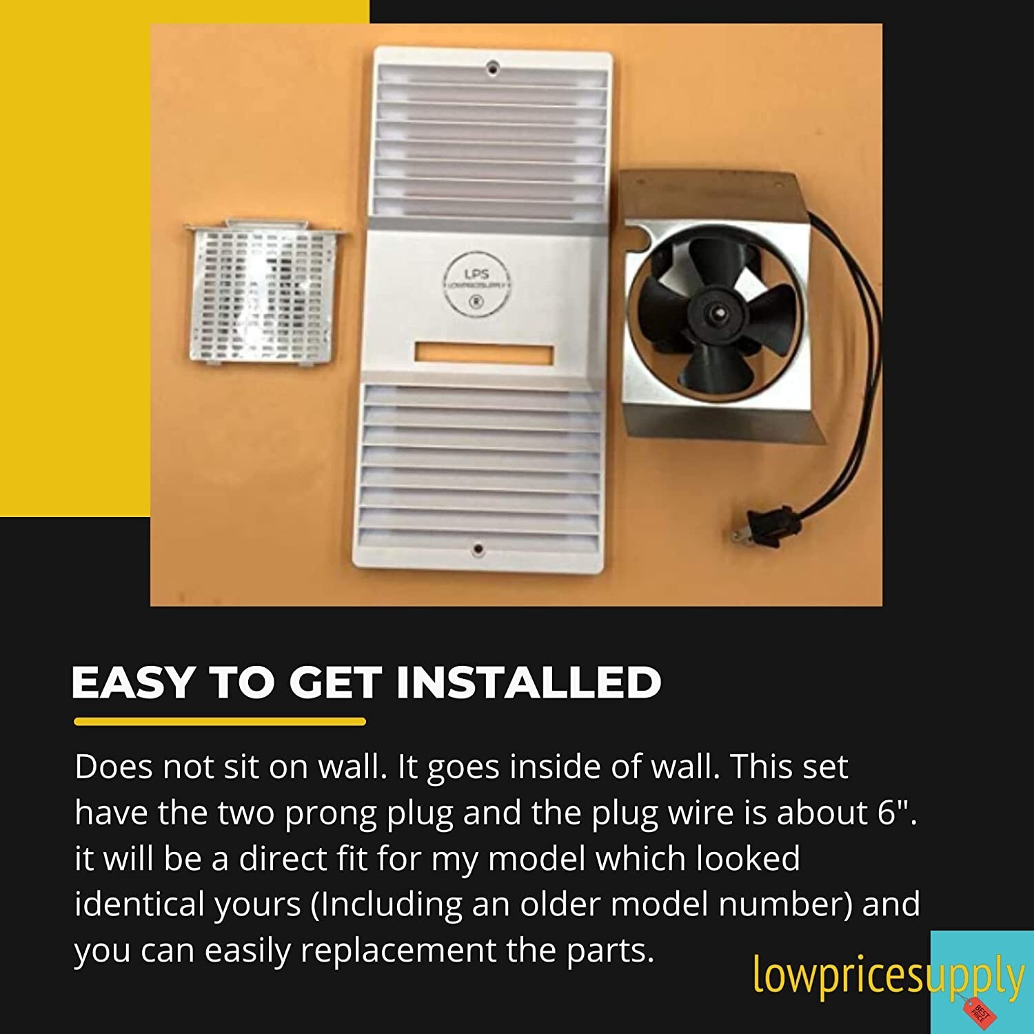 Rush Hampton/TekQuest CA-90 Ductless Exhaust Kit Fan, Grill, Filter ...