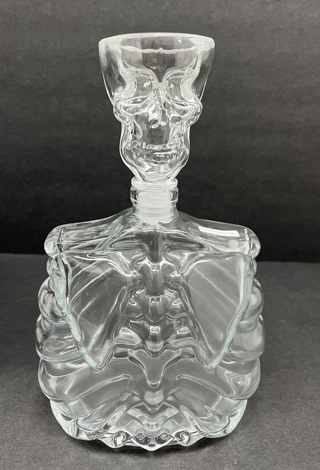 Skellington Skeleton Halloween Whiskey Decanter w/ Skull Shot Glass ...
