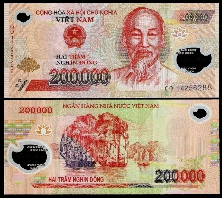 Vietnam 200000 DONG P-123 2014 x 1 Pcs Vietnamese UNC Currency Polymer ...