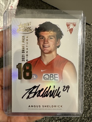 Angus Sheldrick 2022 Select Optimum DPSG18 Draft Pick Signature Gold RC ...
