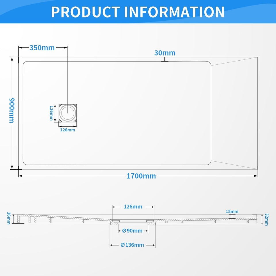 Bathroom Shower Tray Square/Rectangle Black Walk In Shower Tray Free ...