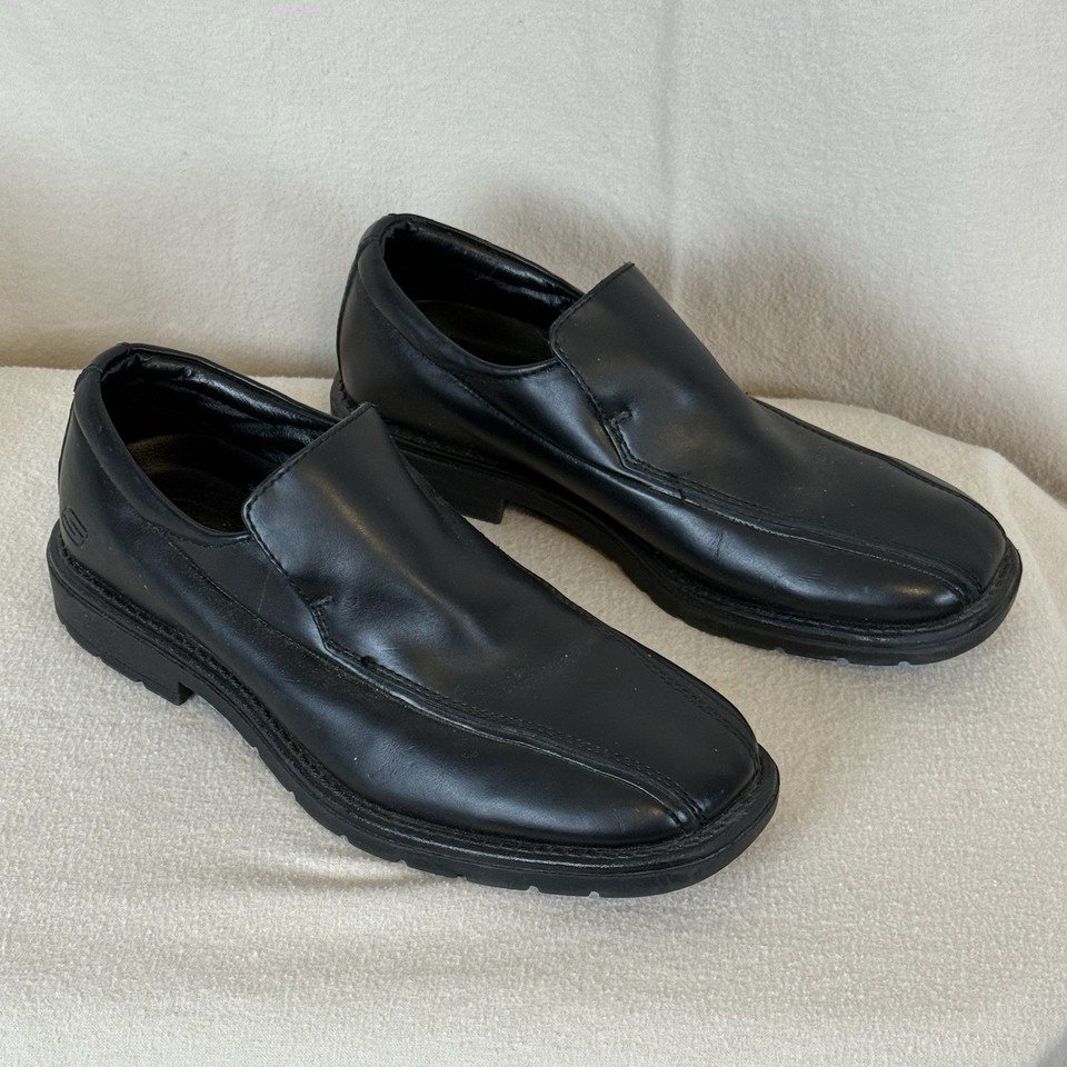 Skechers 60122 Men’s Black Leather Slip On Dress Shoes Men’s 8.5 | eBay