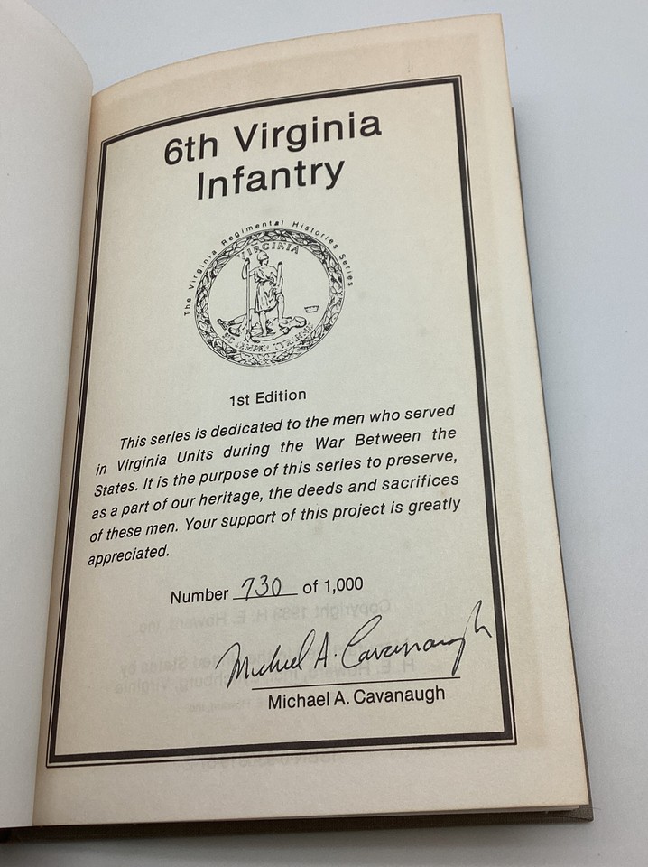 6th Virginia Infantry Virginia Regimental History Series 1st Edition ...