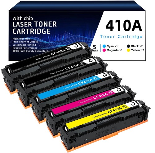 5 Pack CF410X 410X Toner For HP Color LaserJet Pro M452dw M477fdw ...