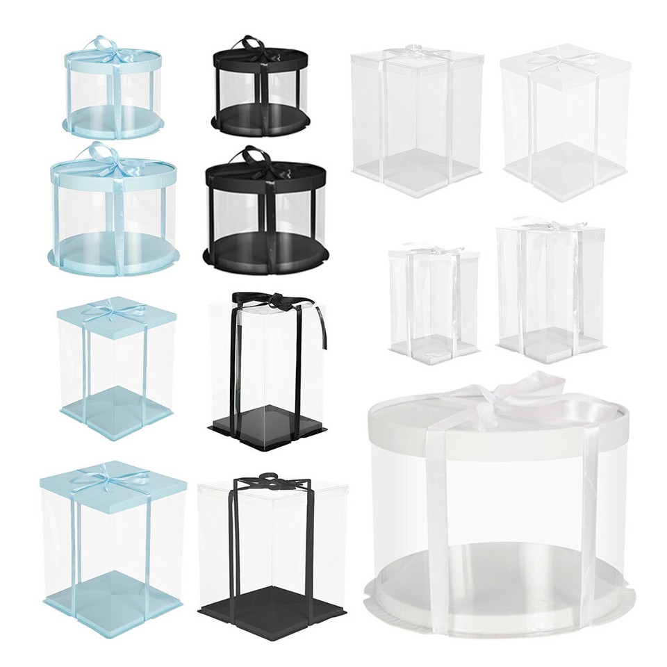 Large Clear Cube Favour Box PVC Transparent Birthday Cake Rose Bear ...