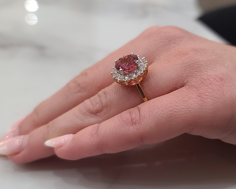 Vintage 14K Yellow Gold Engagement Ring 2.86CT.Natural Pink Tourmaline Round Cut | eBay