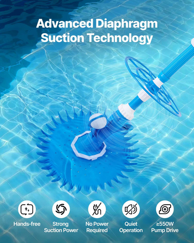Automatic Suction Pool Cleaner with 12 Hoses for In-Ground & Above ...