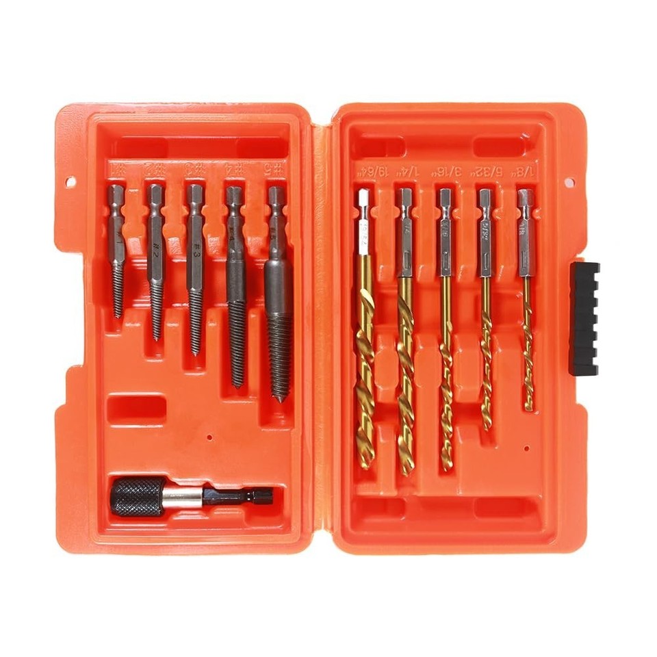 11Pc Easy Out Screw Extractor Set Broken Bolt Remover HSS Cobalt Left ...
