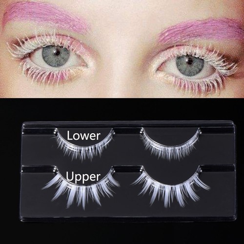 Cosplay Lashes White False Eyelashes Lash Extension Upper Lower ...
