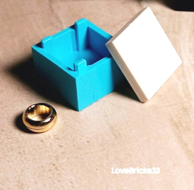 New LEGO Ring Box with Gold Ring Lidded Blue White Purpose Keepsake ...