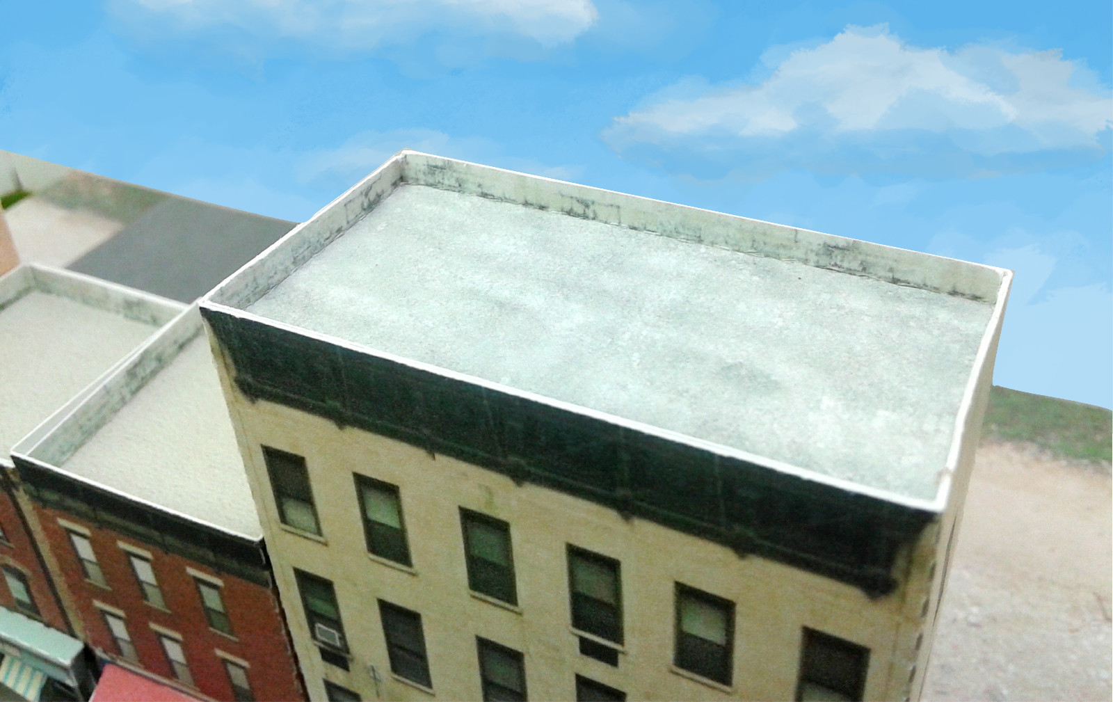 Z Scale Buildings - Downtown apartments & shops Cardstock kit set CZ015 ...