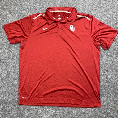 Nike Oklahoma Sooners Polo Shirt Men's 2XL Red Short Sleeve Authentic NCAA | eBay