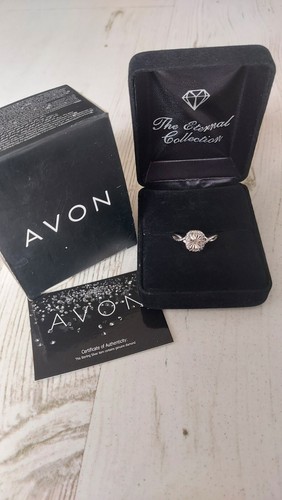 Avon Emory Ring Size 8 Sterling Silver Plated & Genuine Diamond With ...