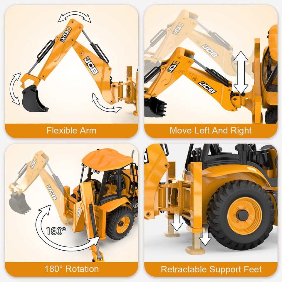 RC Backhoe Loader Excavator Toy, 1/20 Scale Front Loader Truck ...