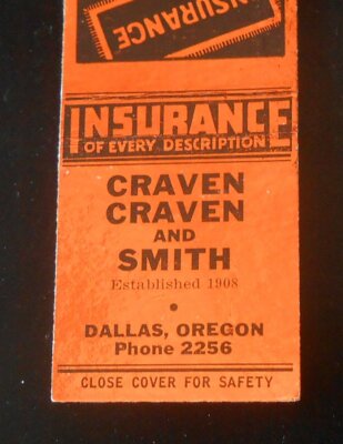 1950s Craven Craven and Smith Insurance Established 1908 Phone 2256 ...