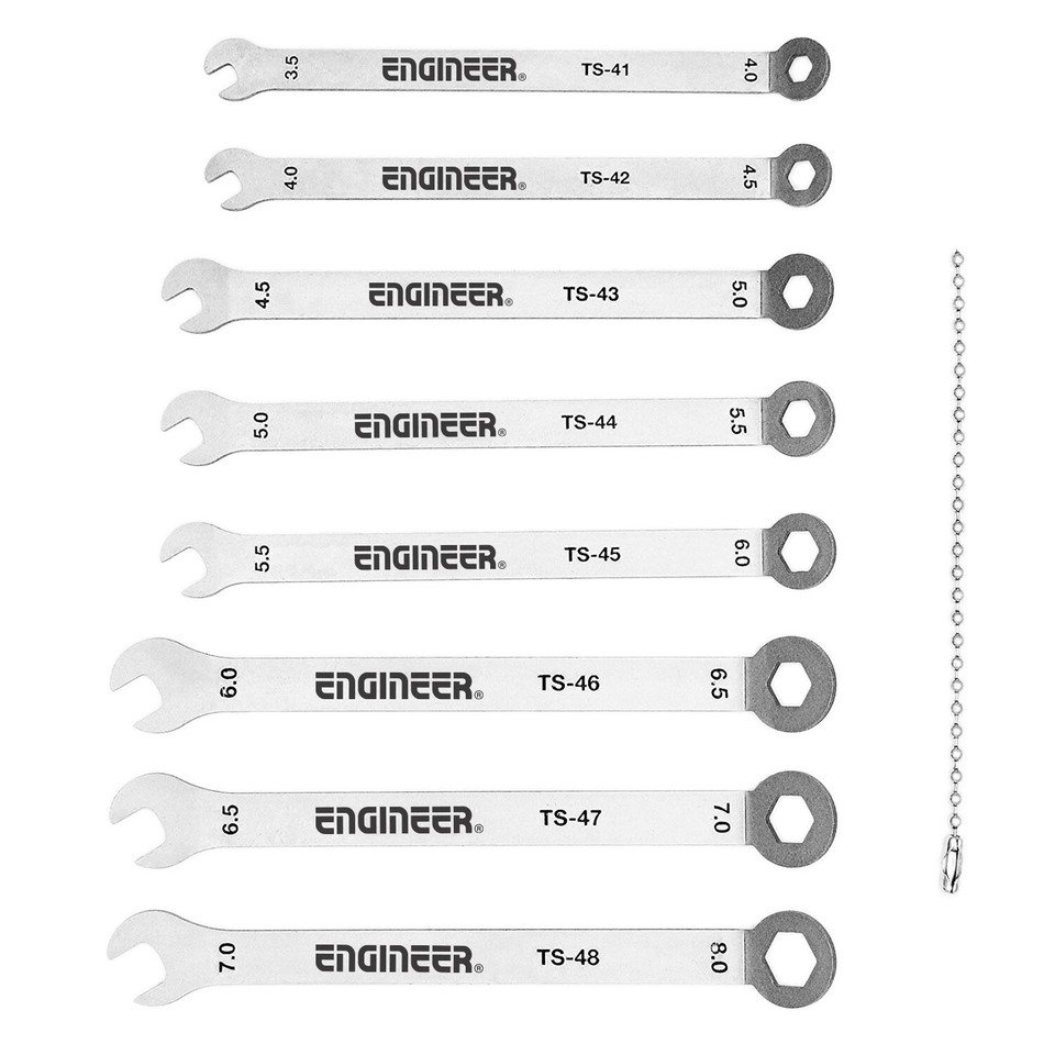 SUPER SLIM METRIC SPANNER SET stainless, small sizes thin slender ...