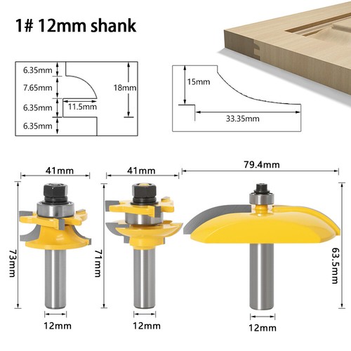 12mm Shank Joint Rail & Stile Router Bit Tongue & Groove Raised Panel ...