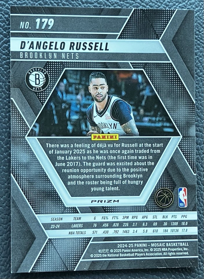 2024-25 Mosaic Basketball D’Angelo Russell Genesis Prizm CASE HIT #179 ...
