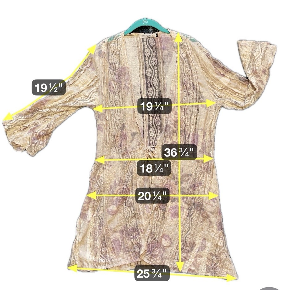 Origami Sheer Lace Boho Duster Cardigan Ruffle Romantic Layering Fairy ...