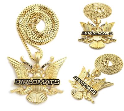 MENS POLISHED DIPLOMATS BIRD PENDANT BOX,ROPE CUBAN CHAIN NECKLACE HIP ...