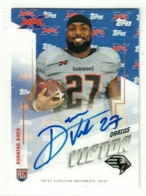 DARIUS VICTOR 2020 Topps XFL Football ON CARD AUTO RC ROOKIE New York ...