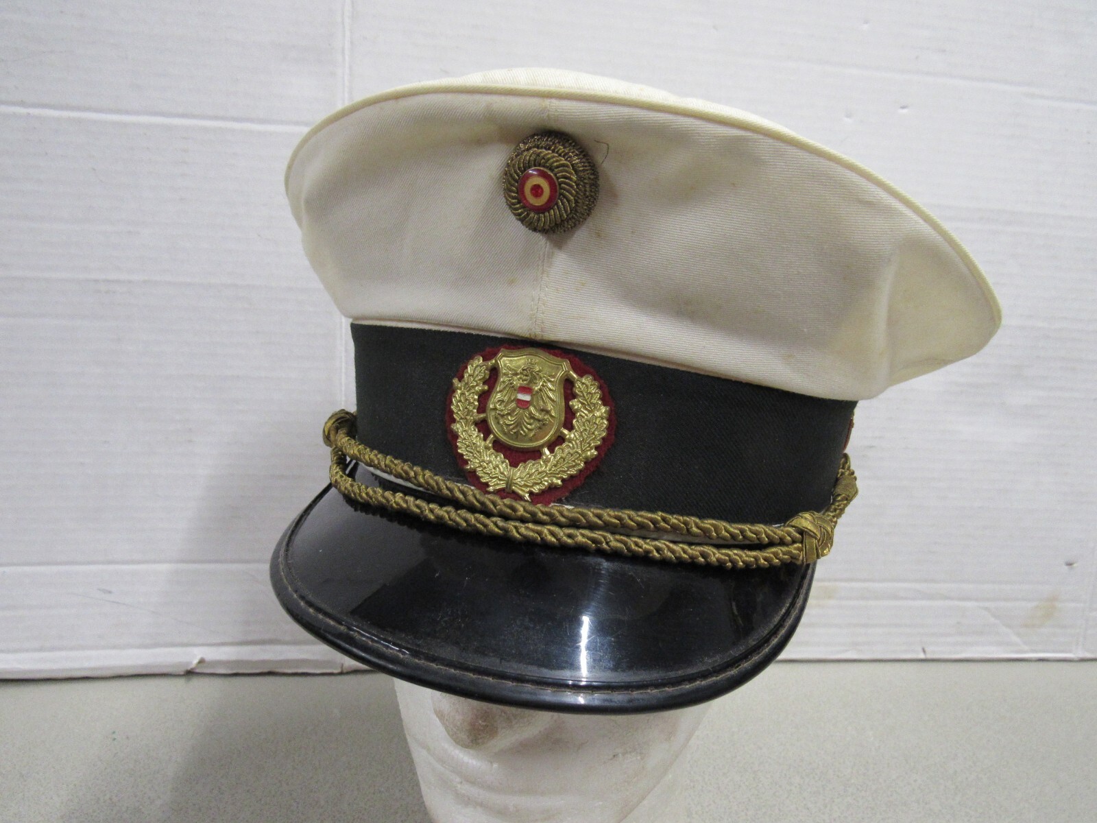 Vintage Austrian Police Uniform Visor Hat Cap White w Hat Badge ...