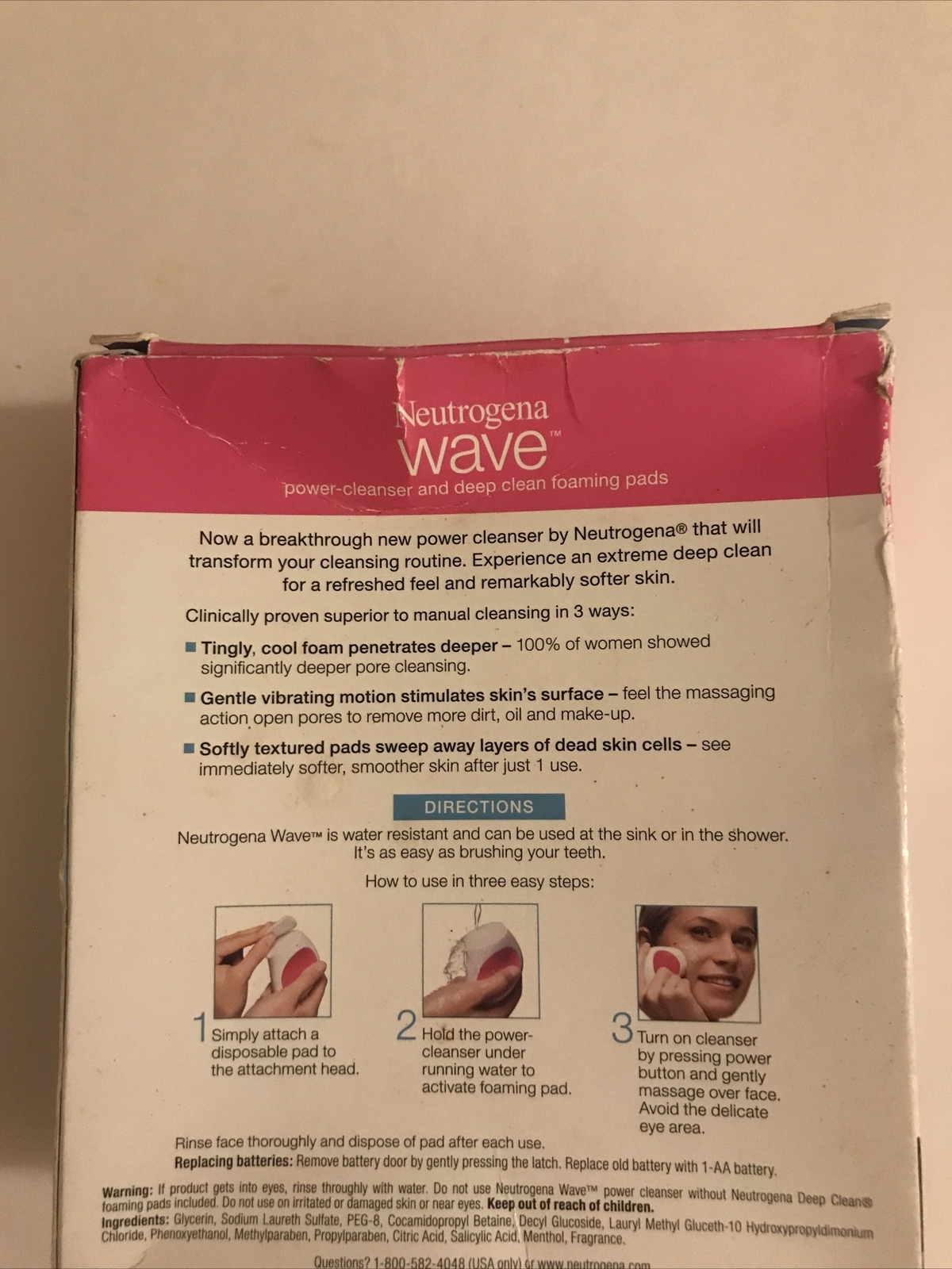 Neutrogena Wave Power-Cleanser Deep Clean Foaming Pads Rare Hard To ...