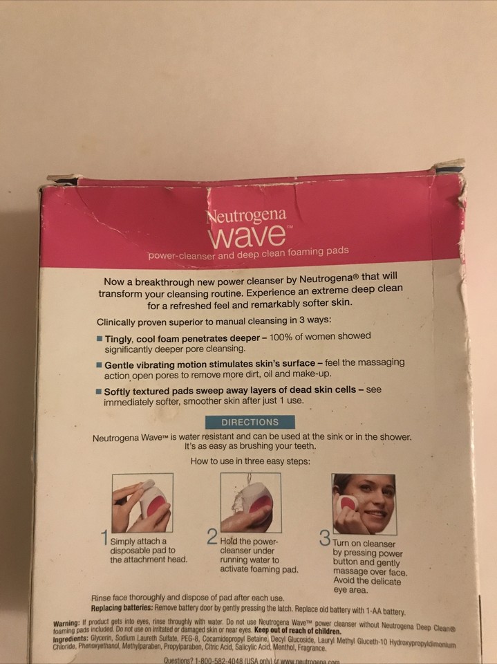 Neutrogena Wave Power-Cleanser Deep Clean Foaming Pads Rare Hard To ...