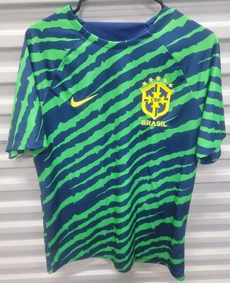 Nike Brazil CBF Men’s Dri-FIT Pre-Match Soccer Top Sz L Football DM9544 ...