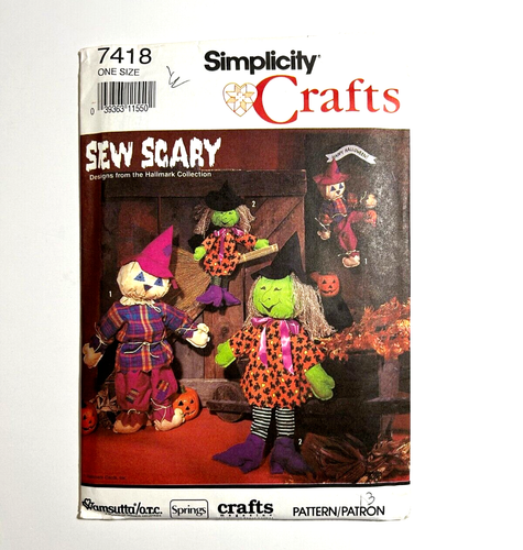 Simplicity craft pattern 7418 Sew Scary scarecrow and witch dolls ...