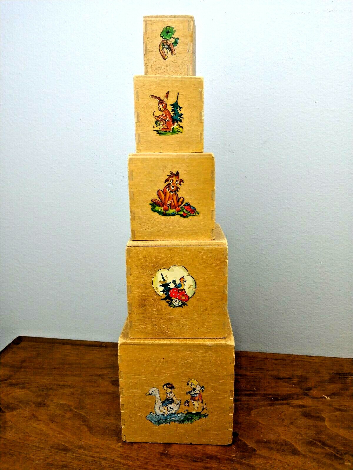 VINTAGE Set of 4 Handmade Wooden Nesting Boxes Children's Toy ...