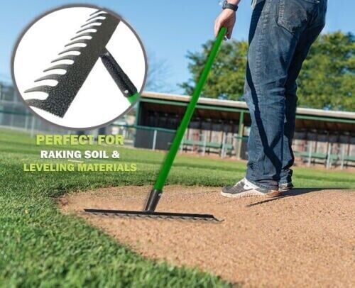 Garden Rake With Handle Heavy Duty Lawn 12 Tooth Weed Soil Rake Grass ...